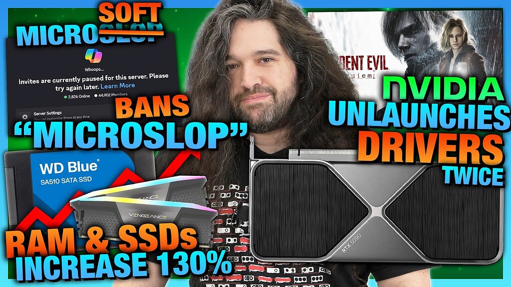 HW News - "Microslop" Censored, NVIDIA Unlaunches Drivers Again, RAM ...